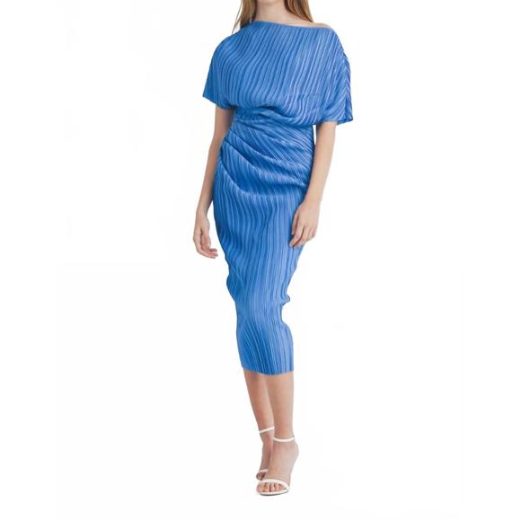 Mable | Dresses | New Mable Cynthia One Shoulder Pleated Midi Dress In ...
